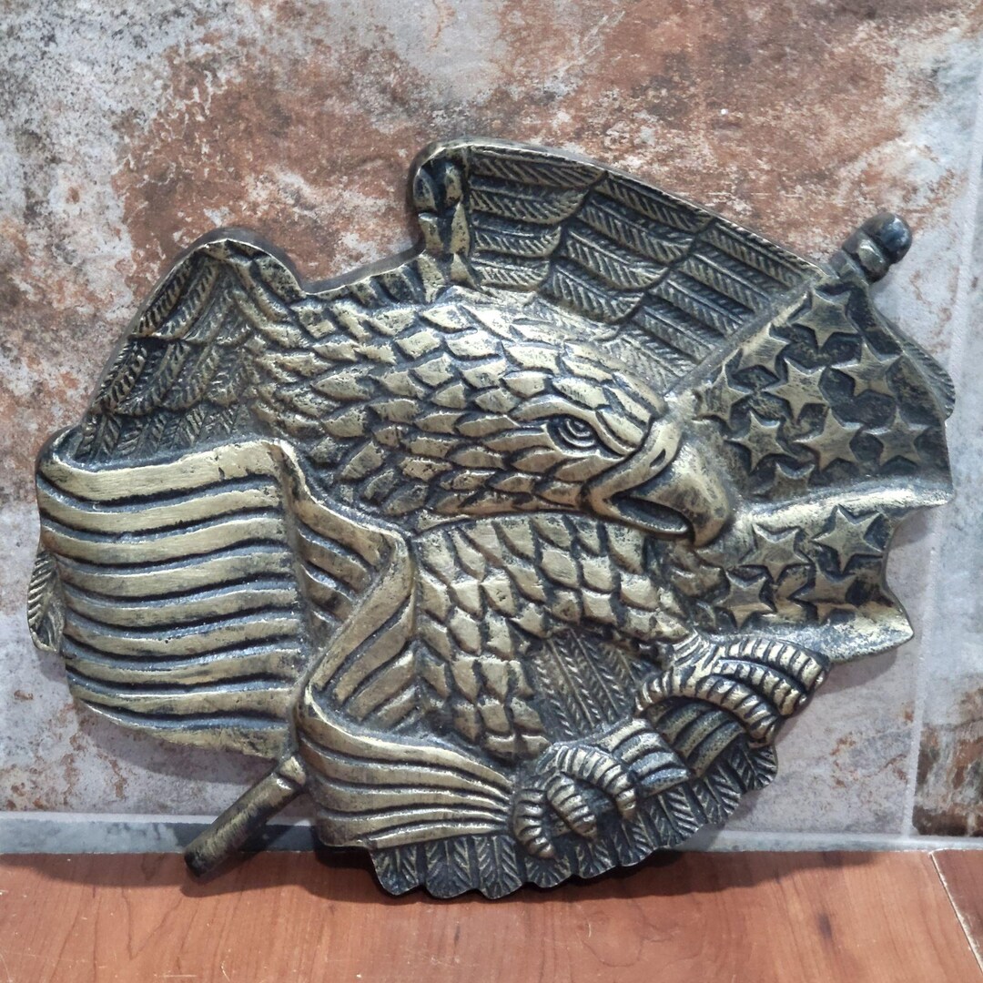 Vintage Large Brass American Eagle Wall Mount Decor Metal Wall Art ...