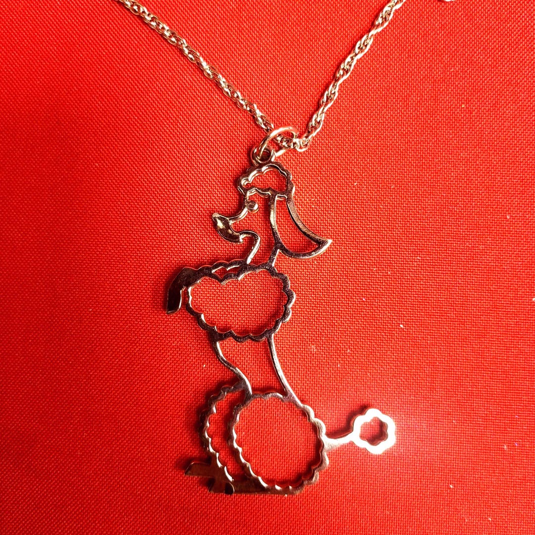 Poodle Pendant Necklace Gold Tone Metal - Etsy