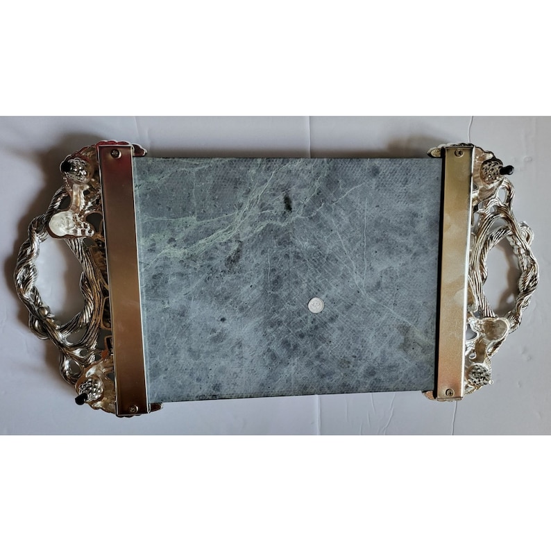 Vintage Godinger Silver Art Co Ltd Marble Slab Tray - Etsy