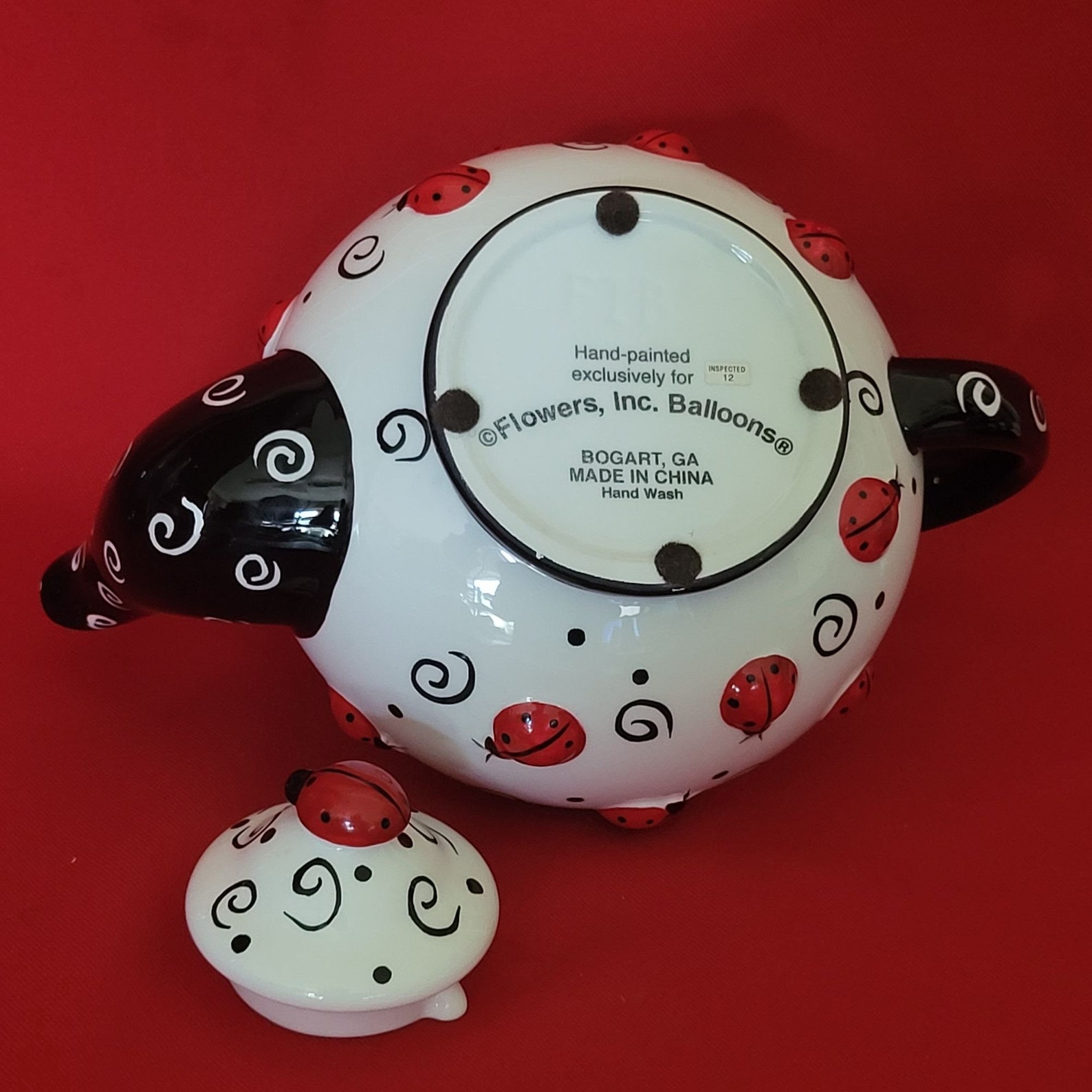 Ladybug Swirls Porcelain Decorative Teapot With Lid Hand Painted - Etsy