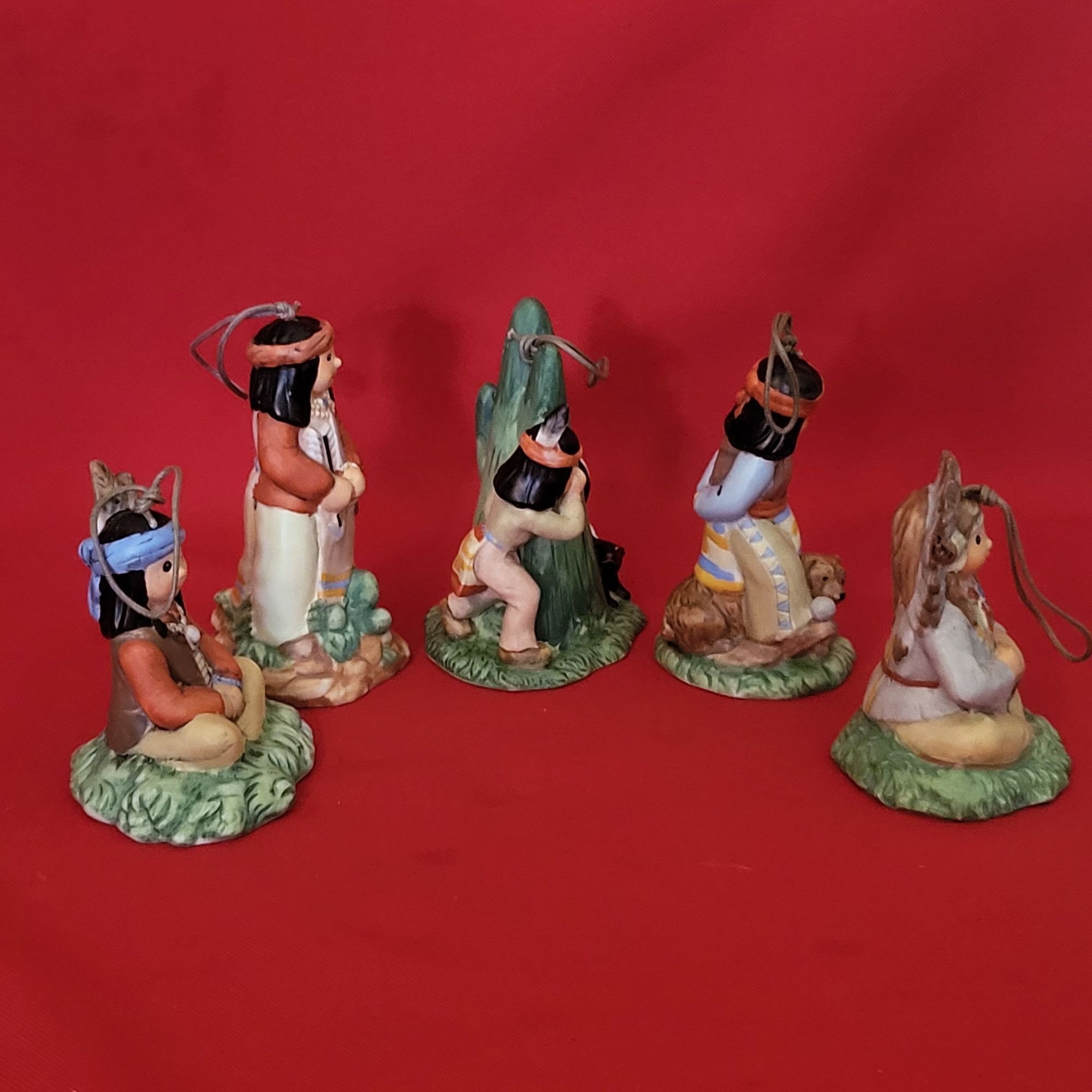 Vintage Native American Indian Figurines Bell Ornaments Set of - Etsy