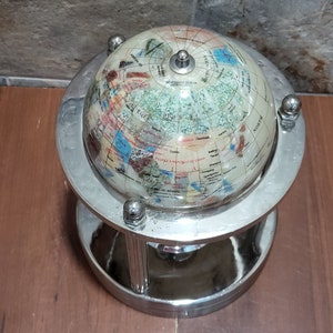Mother of Pearl World Glide Rotation Globe Barometer Thermometer ...