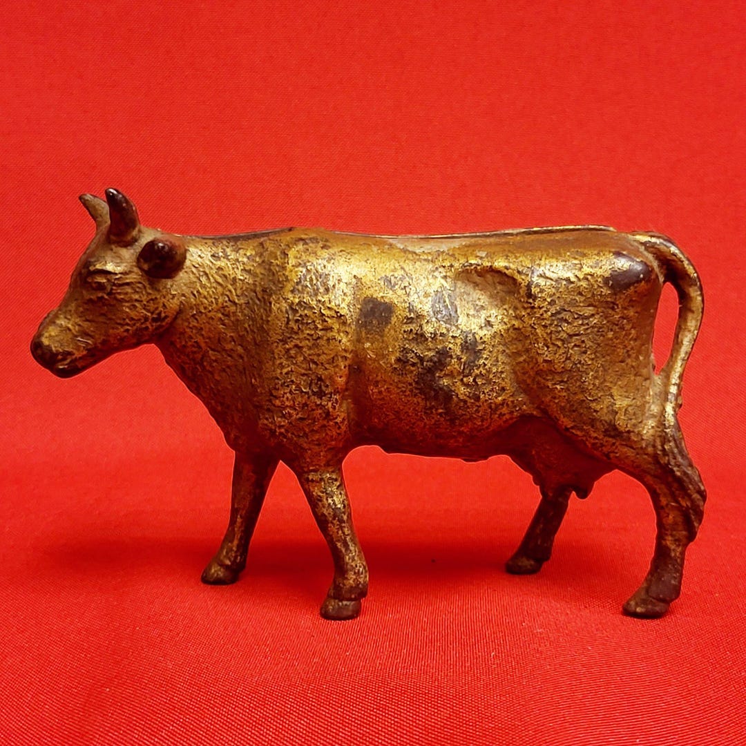 Vintage Cast Iron Cow Still Coin Bank Metal Sculpture Decor - Etsy