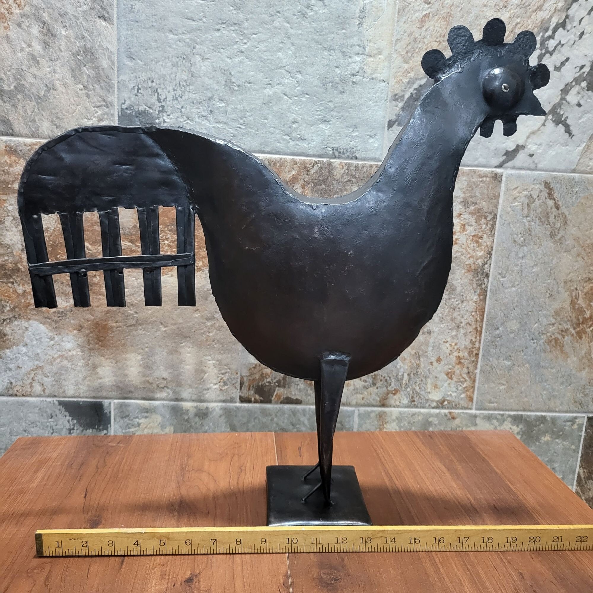 VTG Large Rooster Chicken Hen Statue Hand Welded Steel Garden - Etsy