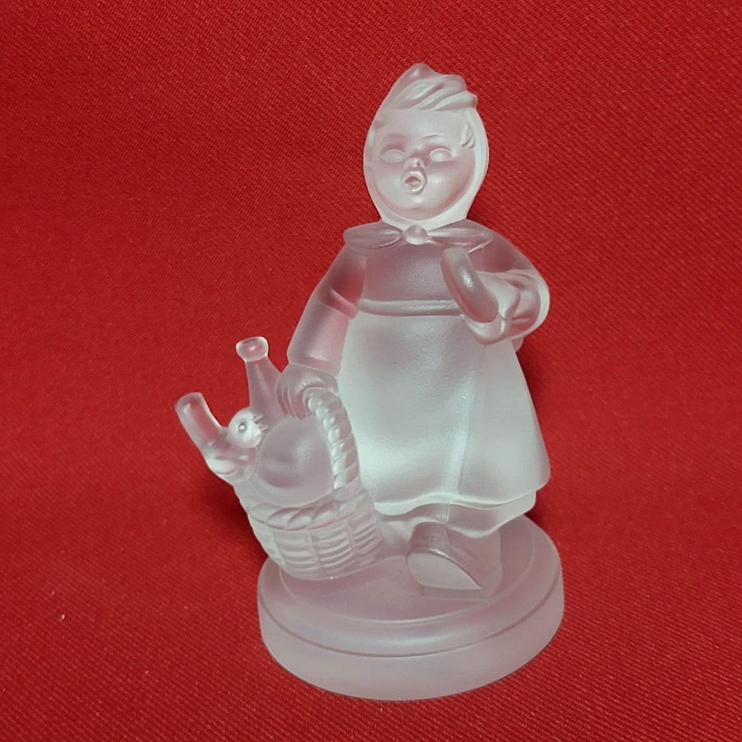 Goebel Crystal Frosted Glass Hummel Girl Figurine 1990 - Etsy