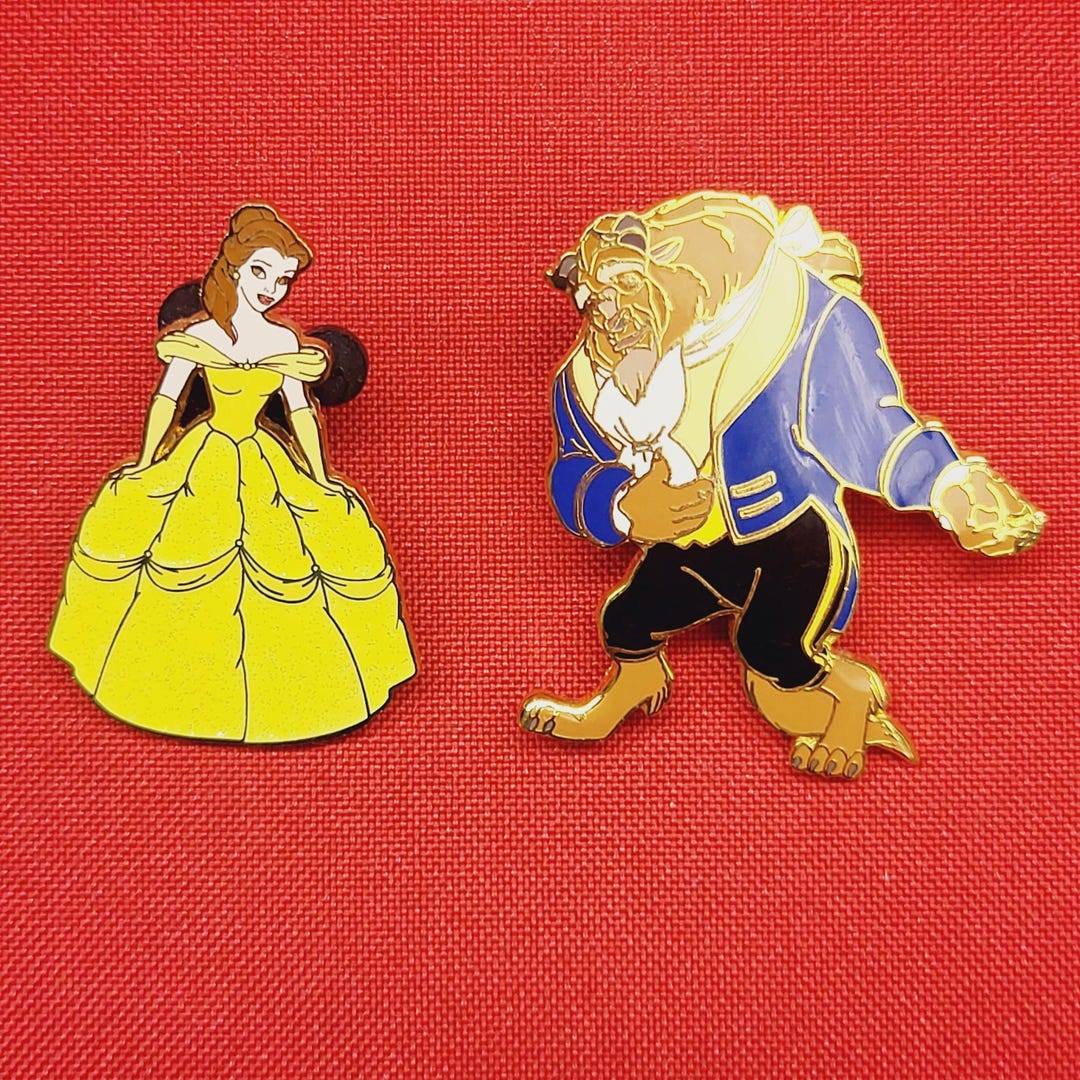 Vintage Disney Beauty and the Beast Pin Set Belle Yellow Dress Beast ...