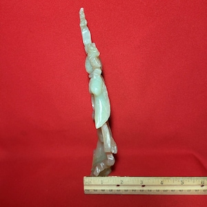 Vintage Chinese Carved Green Jade Statue of Lady Flower Figurine Statue ...