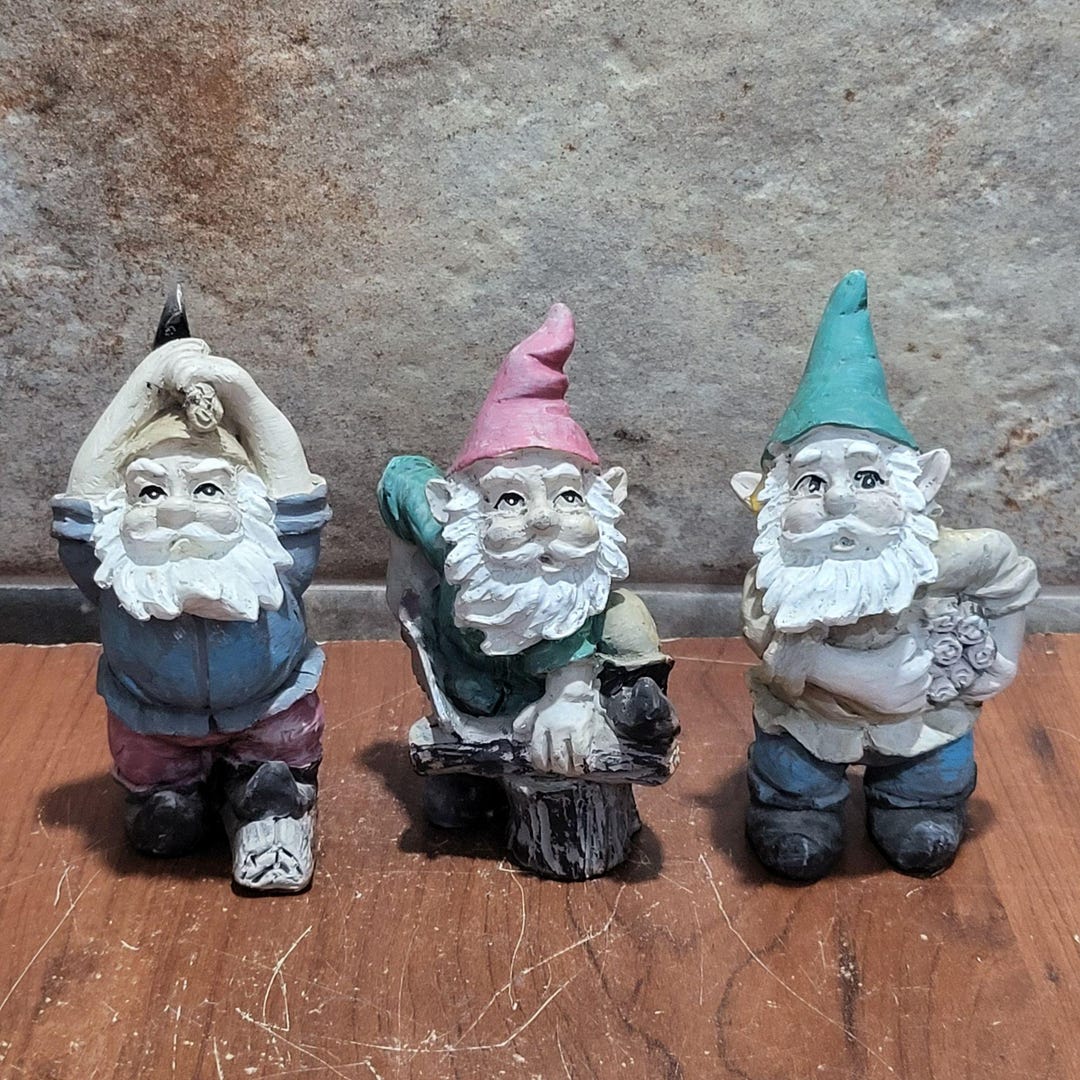 Garden Gnomes at Work Figurines Set of 3 Repaired Chips - Etsy