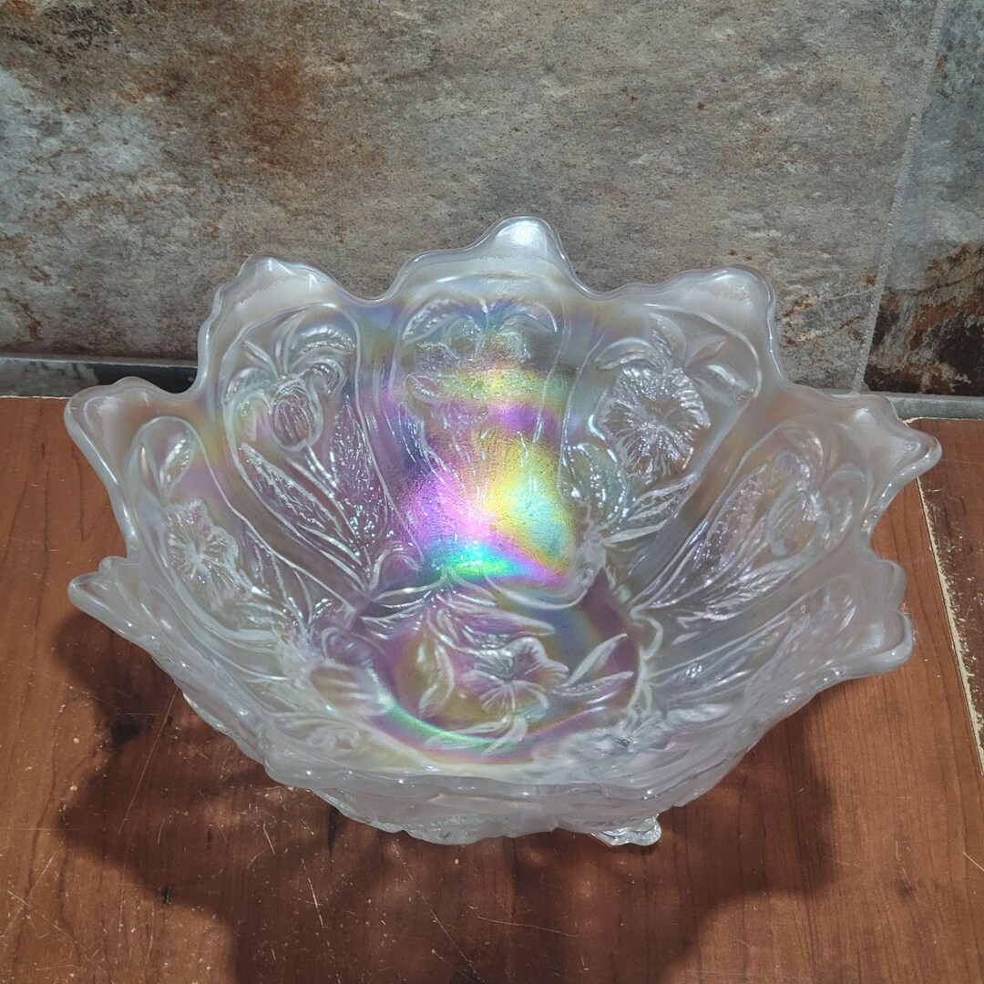 Vintage Imperial Glass Everglades Aurora Jewels Pattern Carnival Glass ...