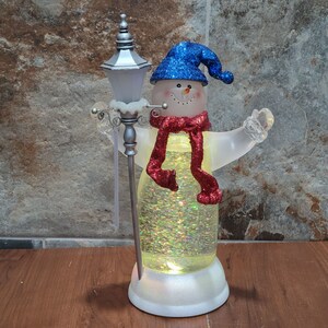 Snowman Snow Globe Acrylic Christmas Glitter Light up Decoration - Etsy