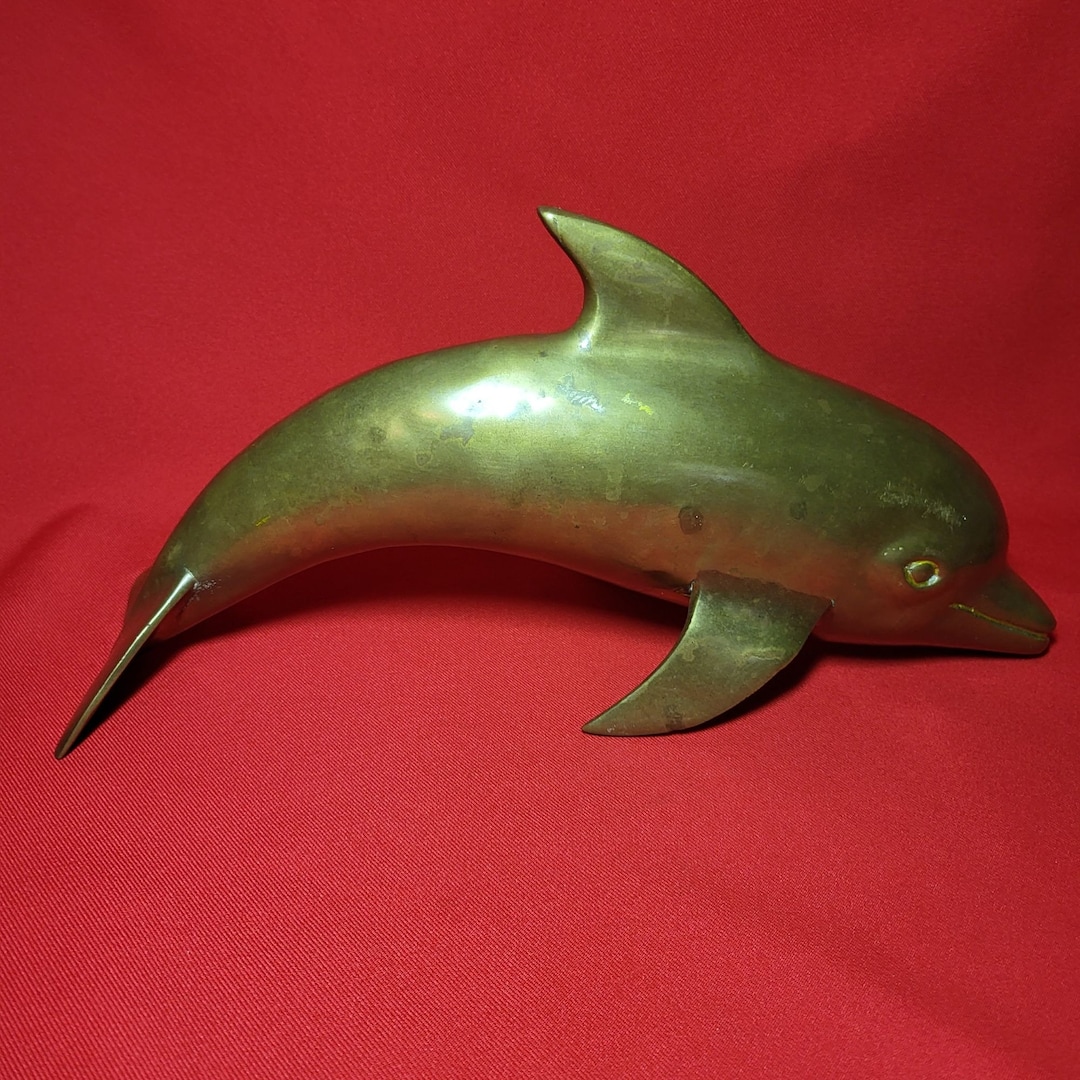 Vintage Mid Century Brass Dolphin Figurine 14" - Etsy