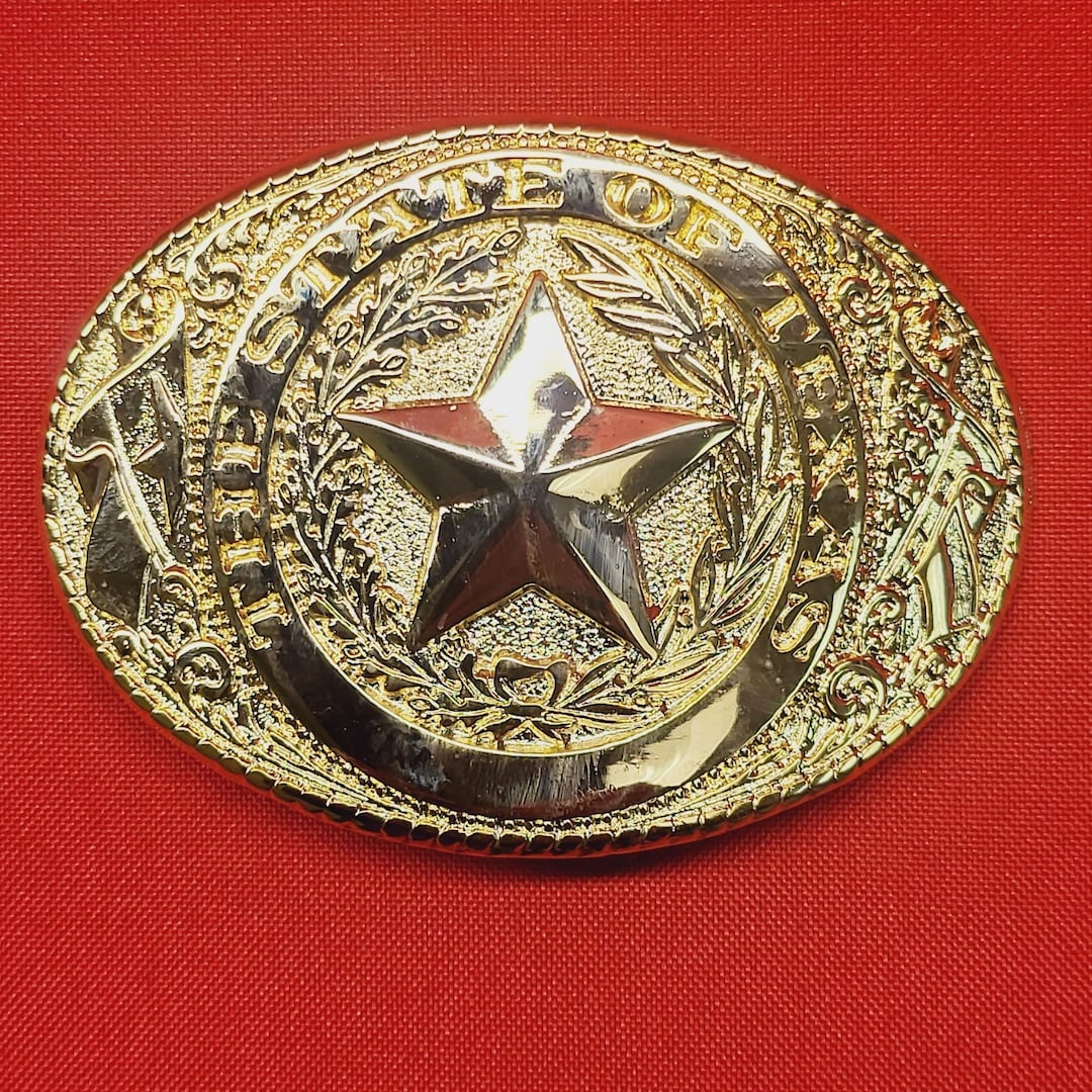Vintage State of Texas Belt Buckle Gold Tone Lone Star State - Etsy