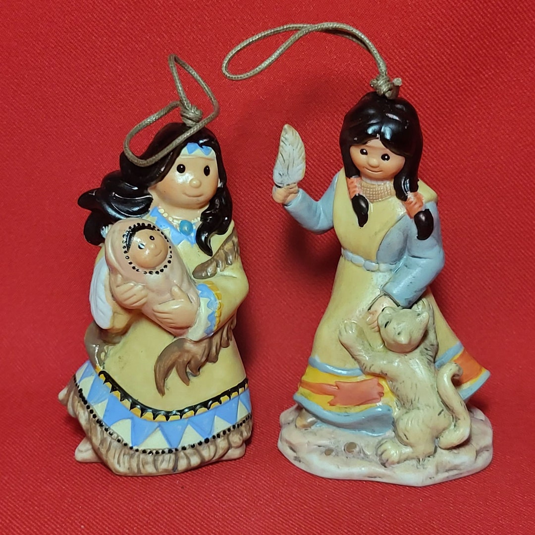 Native American Indian Figurine Bell Ornaments Set of 2 - Etsy