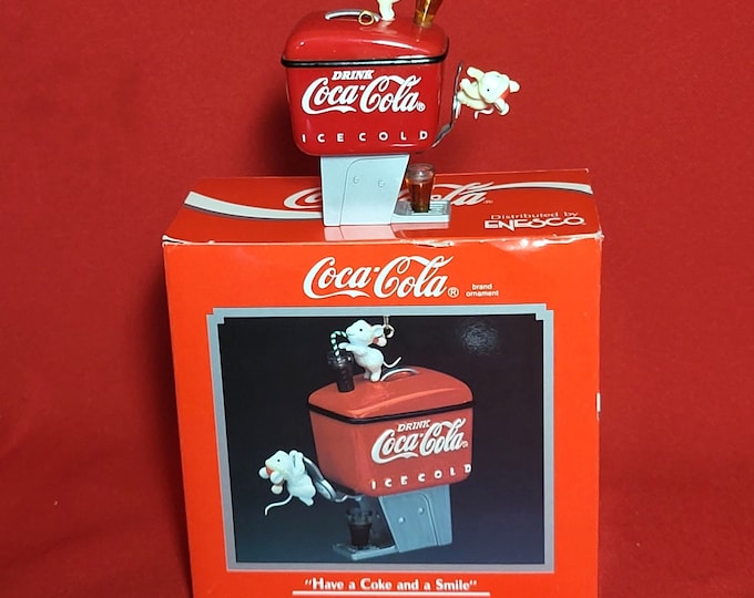 Coca Cola Enesco Have a Coke and a Smile Mice Christmas Ornament 1990 ...