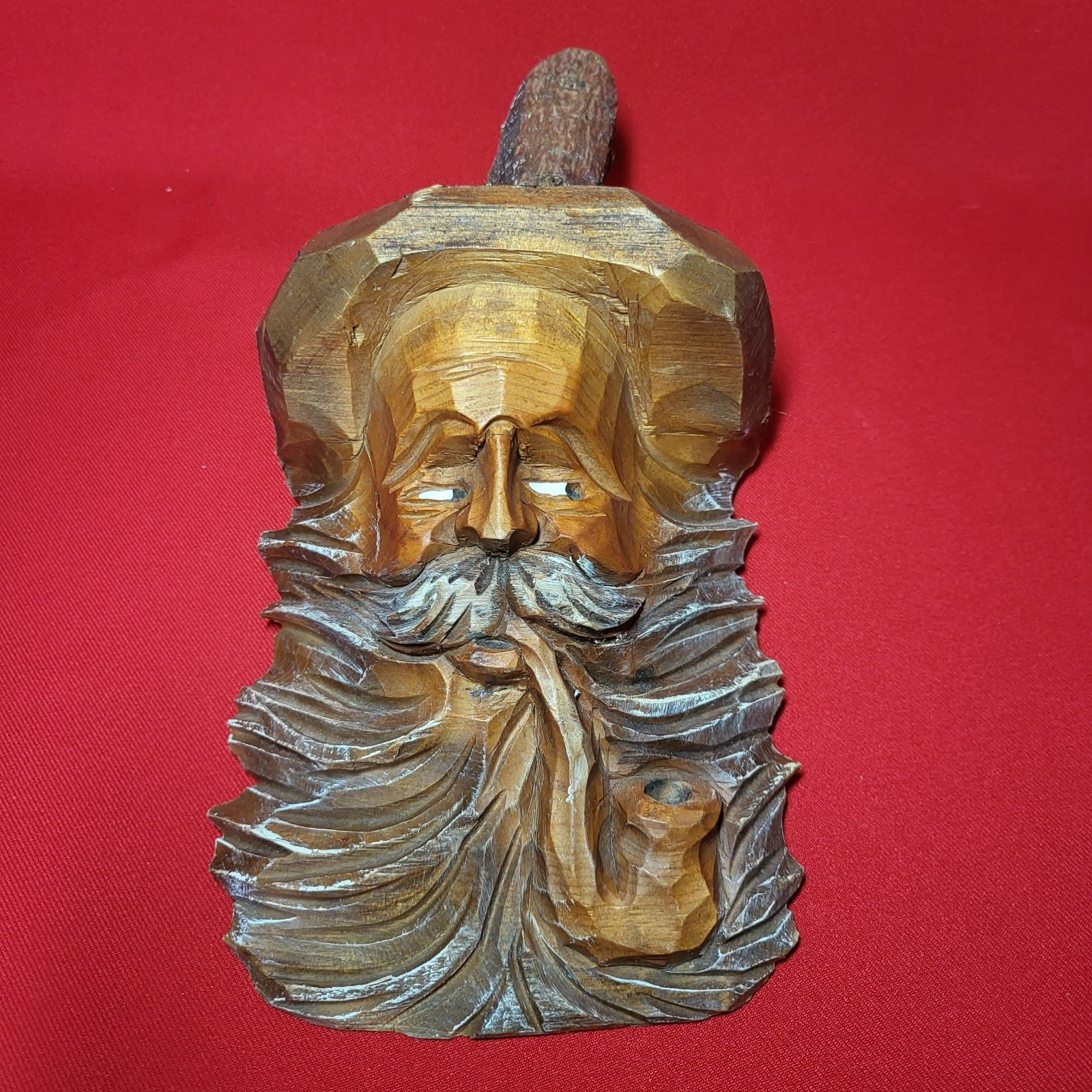 Vintage Wooden Carved Old Man Beard Head Bust Hillbilly Wall Hanger - Etsy