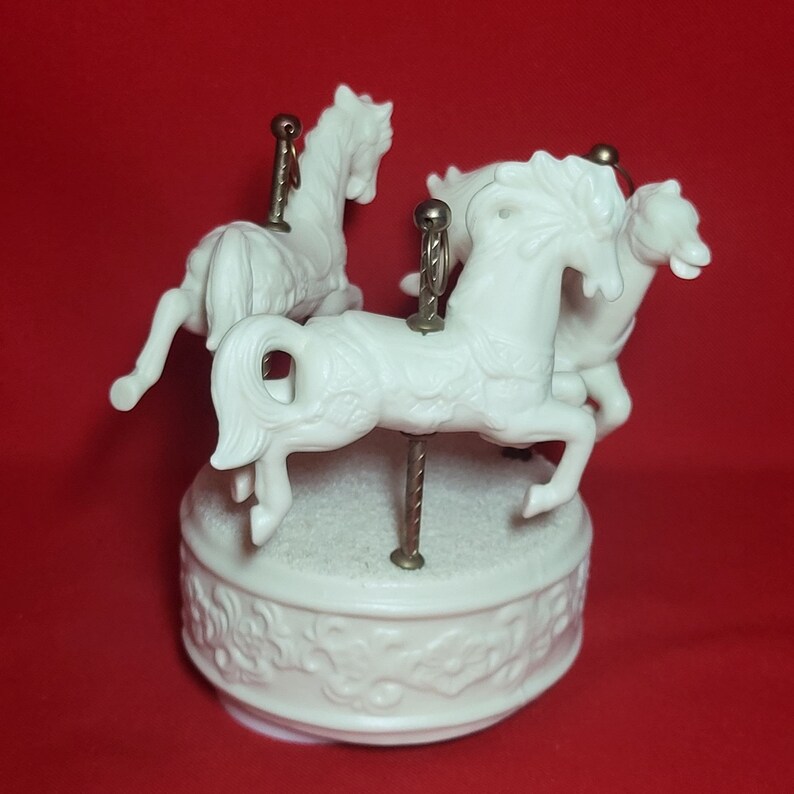 Vintage Musical Box Three Horse Carousel Bisque Porcelain - Etsy