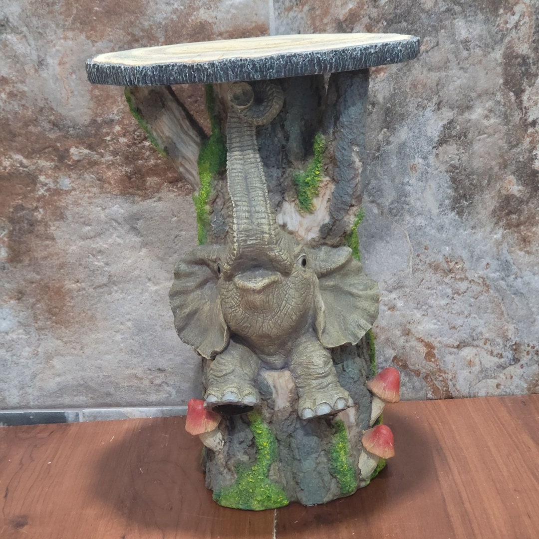 Elephant Side Table Large Heavy Tree Shaped Table With Elephant ...