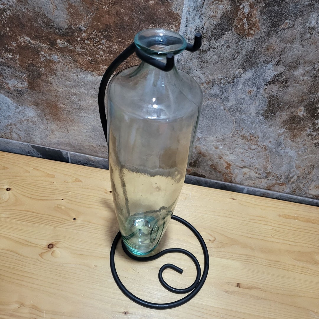 VTG Hanging Glass Vase Wrought Iron Stand - Etsy