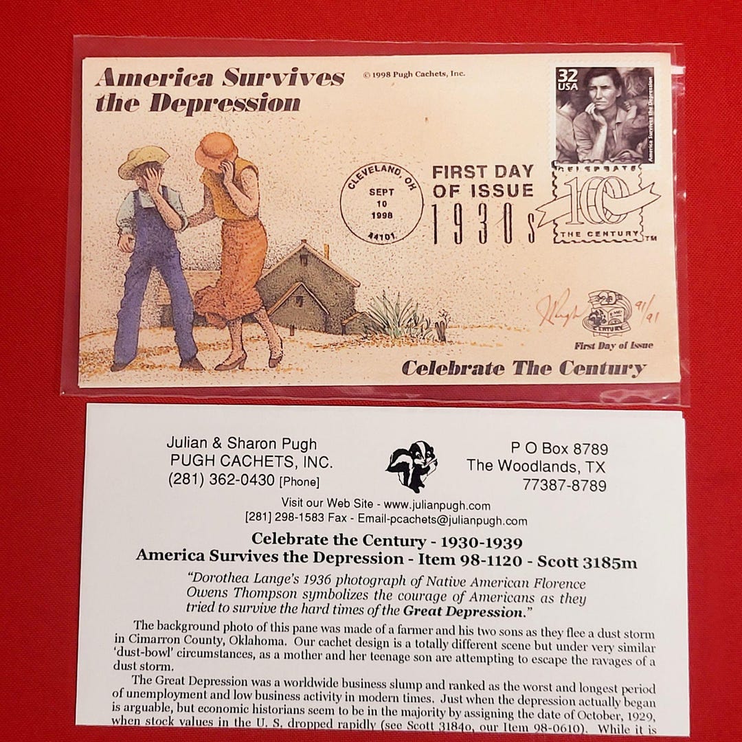First Day of Issue America Survives the Depression Stamp Cache Envelope ...