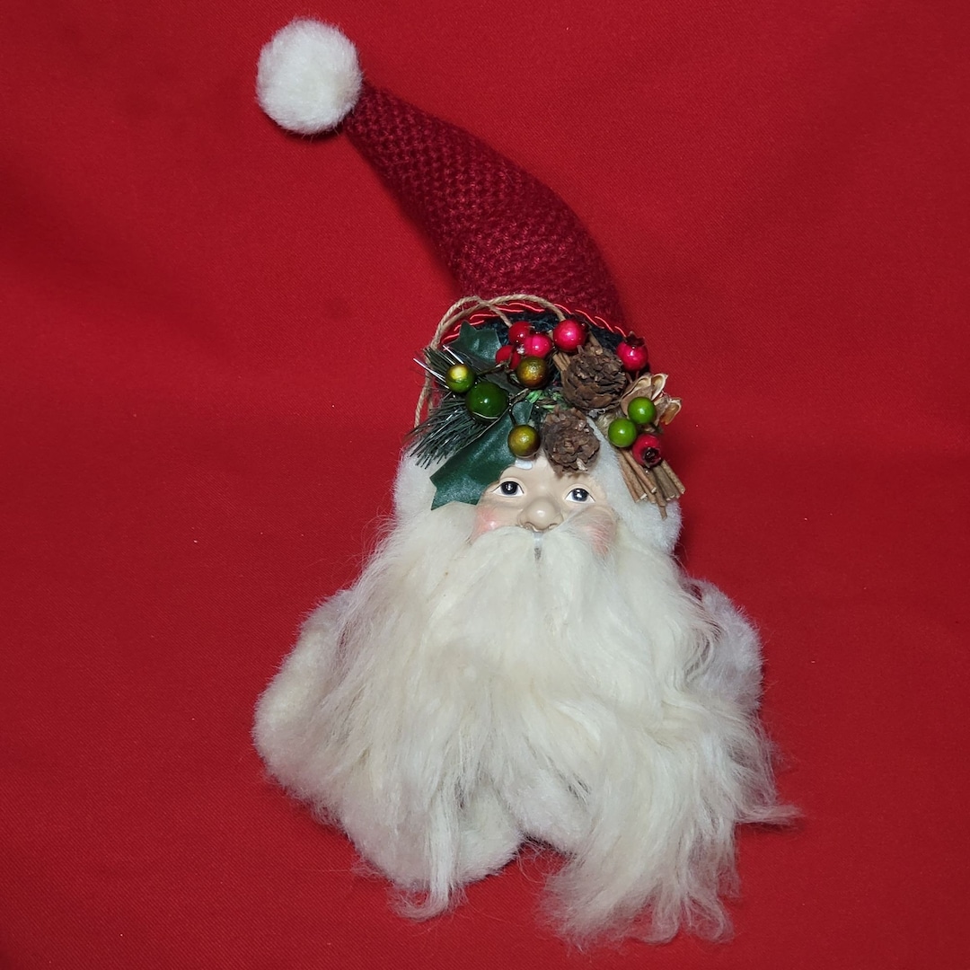 Better Homes Ceramic Santa Head Ornament Soft White Beard Red Hat ...