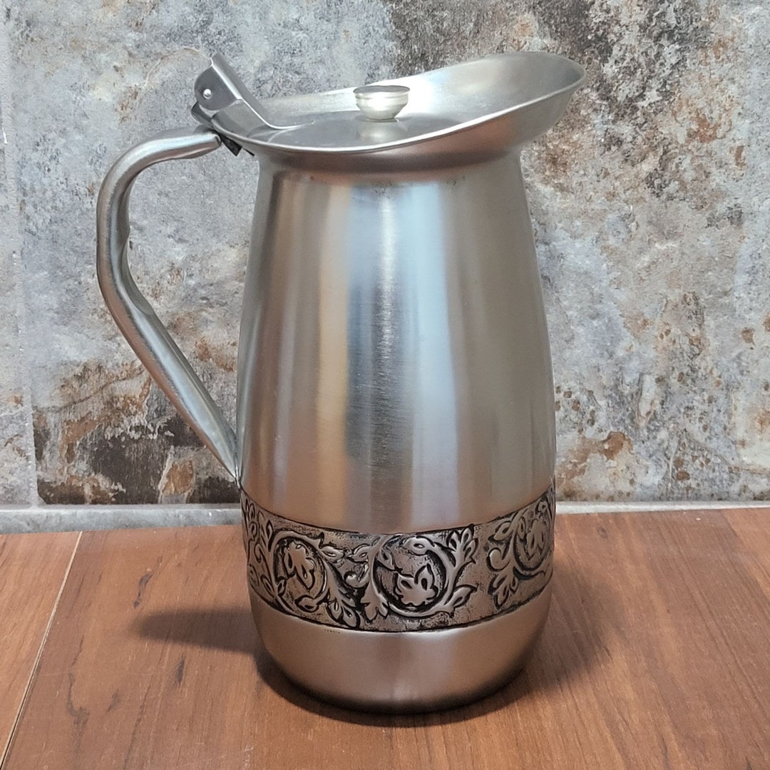 Vintage Pewter Pitcher With Lid Leaf Vine Design - Etsy