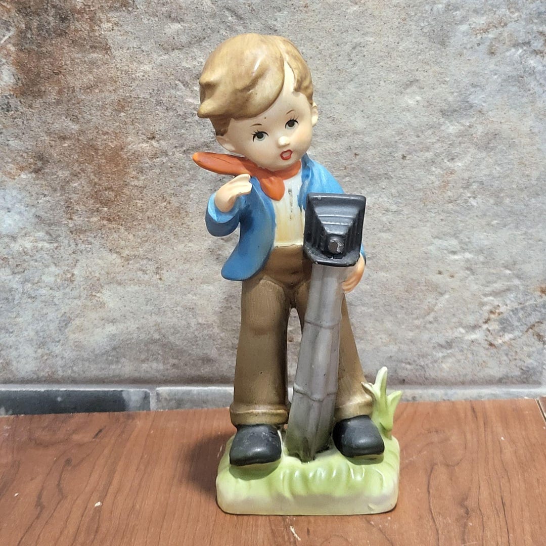 Vintage Porcelain Camera Boy Figurine - Etsy