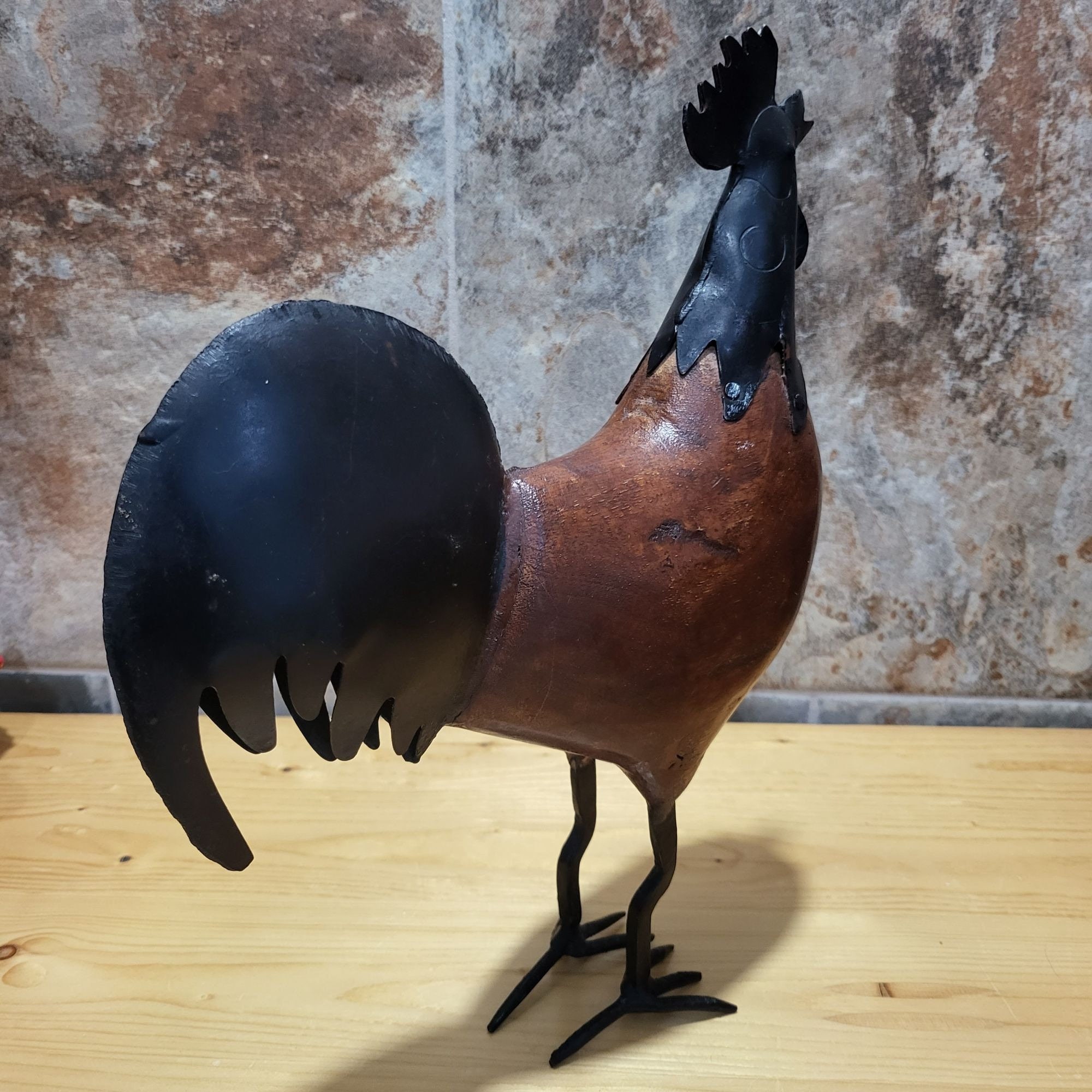 VTG Wood Cast Iron Rooster Farmhouse Figurine Garden Decor - Etsy