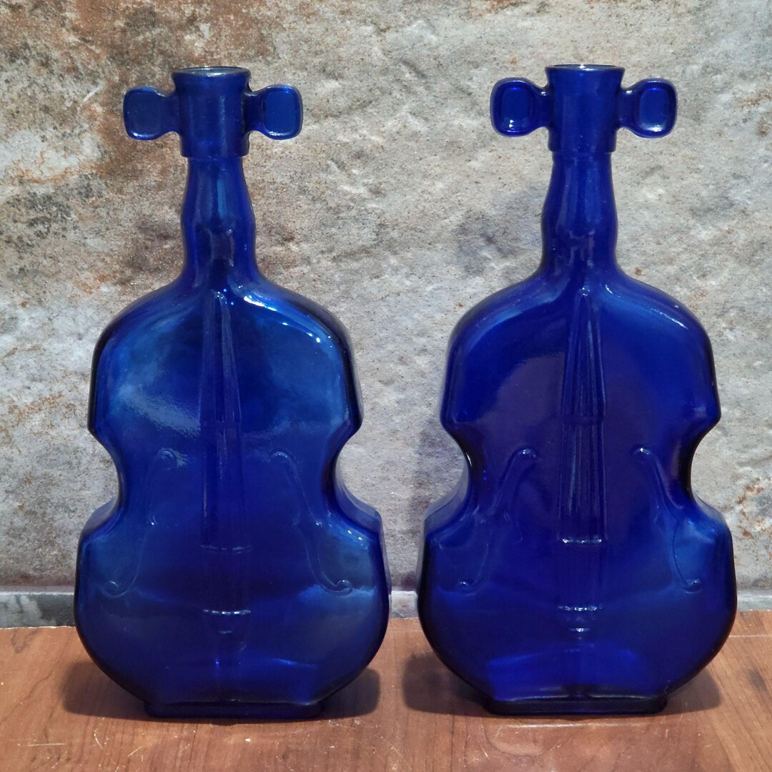 Vintage Pair Cobalt Blue Violin Cello Glass Vase - Etsy