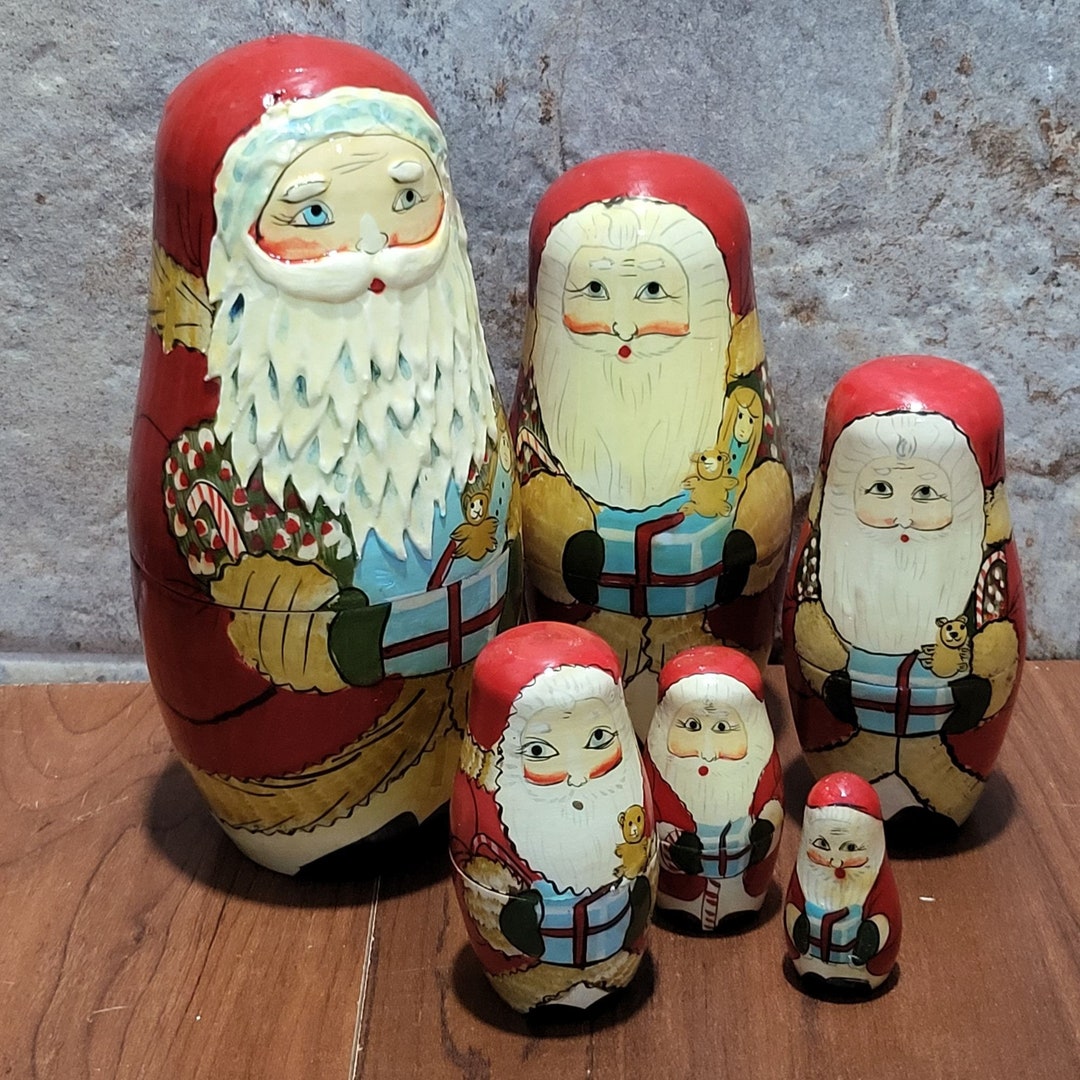 Vintage Nesting Santa Dolls Set of 6 - Etsy