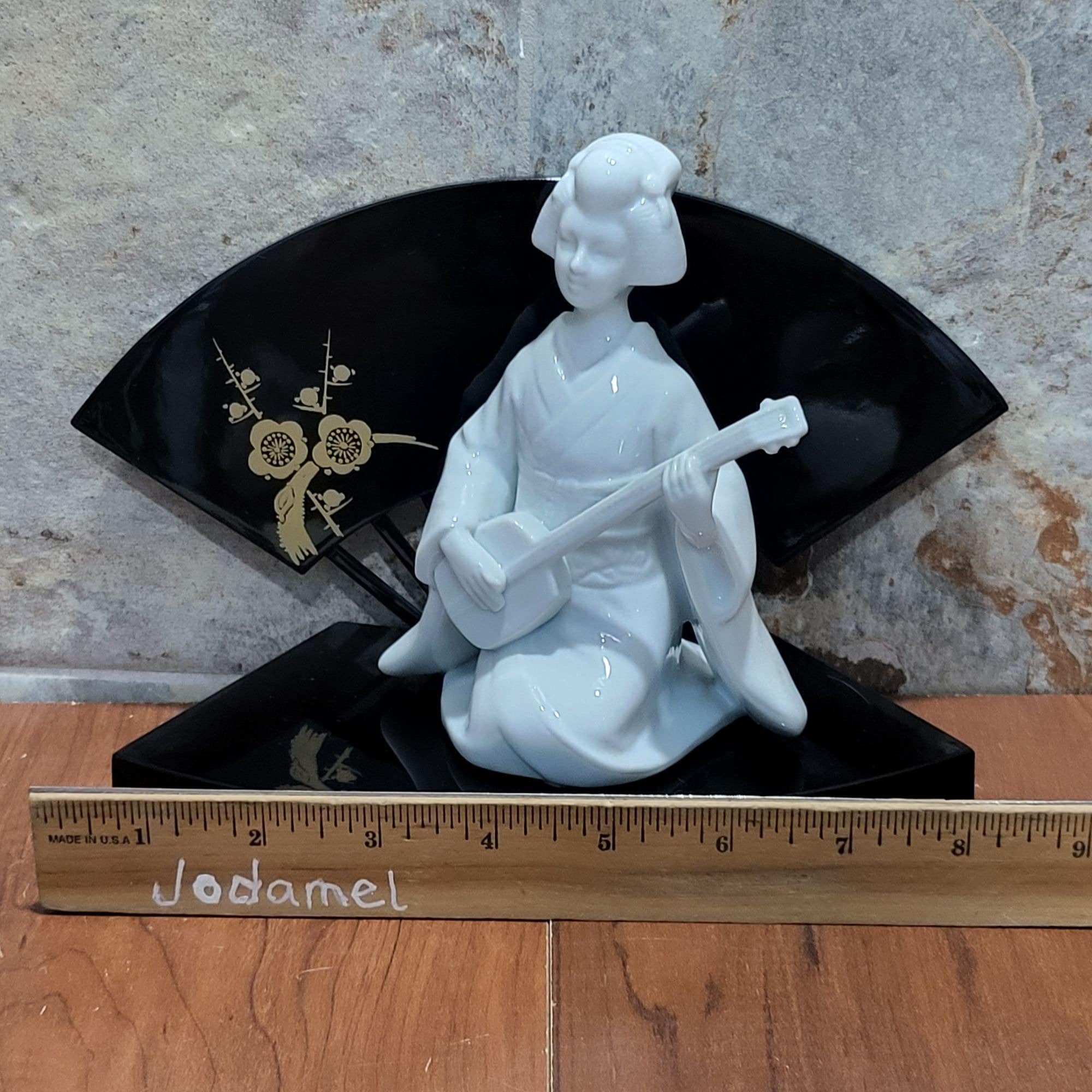 Vintage White Porcelain Geisha Playing Shamisen Figurine - Etsy