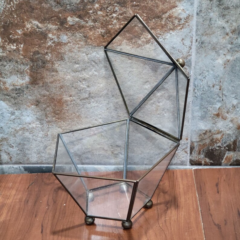 Vintage Brass Glass Pentagon Pyramid Dome Display Case - Etsy