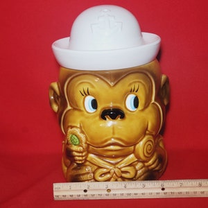 Vintage Sailor Monkey Ceramic Cookie Jar Japan Kitchen Decor ...