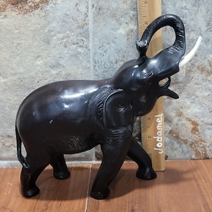 Wooden Elephant Decor Heavy Trunk Up - Etsy