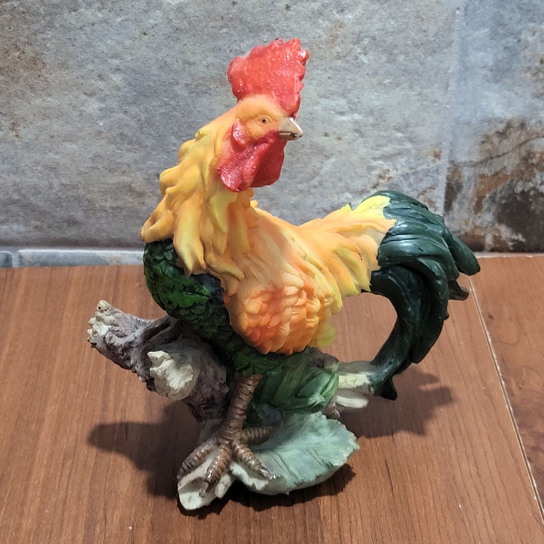 Rooster Statue Figurine Painted Resin Farm Animal Decor - Etsy