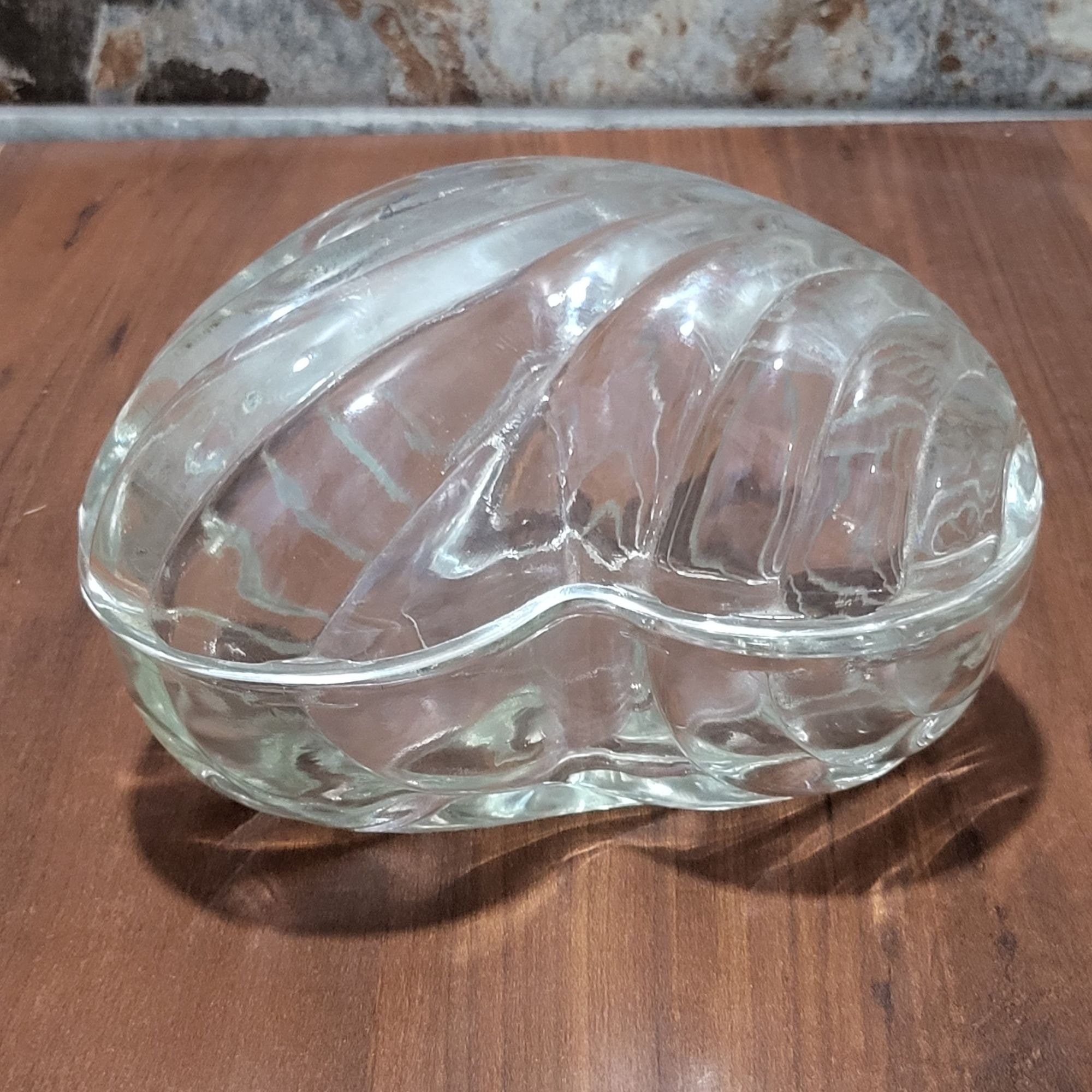 Vintage Heart Shape Crystal Clear Glass Trinket Box Candy Dish - Etsy