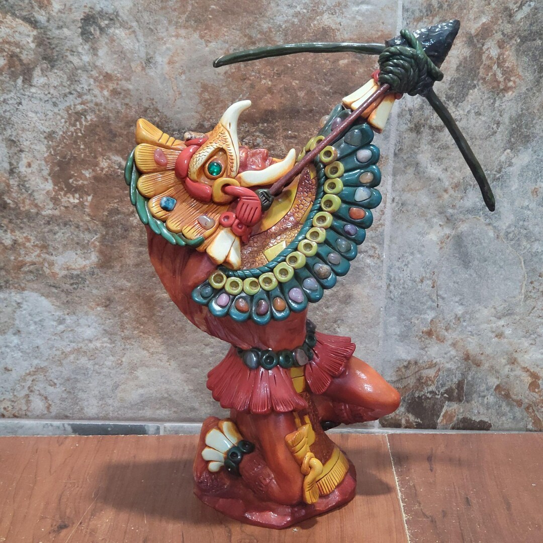 Aztec Eagle Warrior Bow and Arrow Mexican Stone Sculpture - Etsy