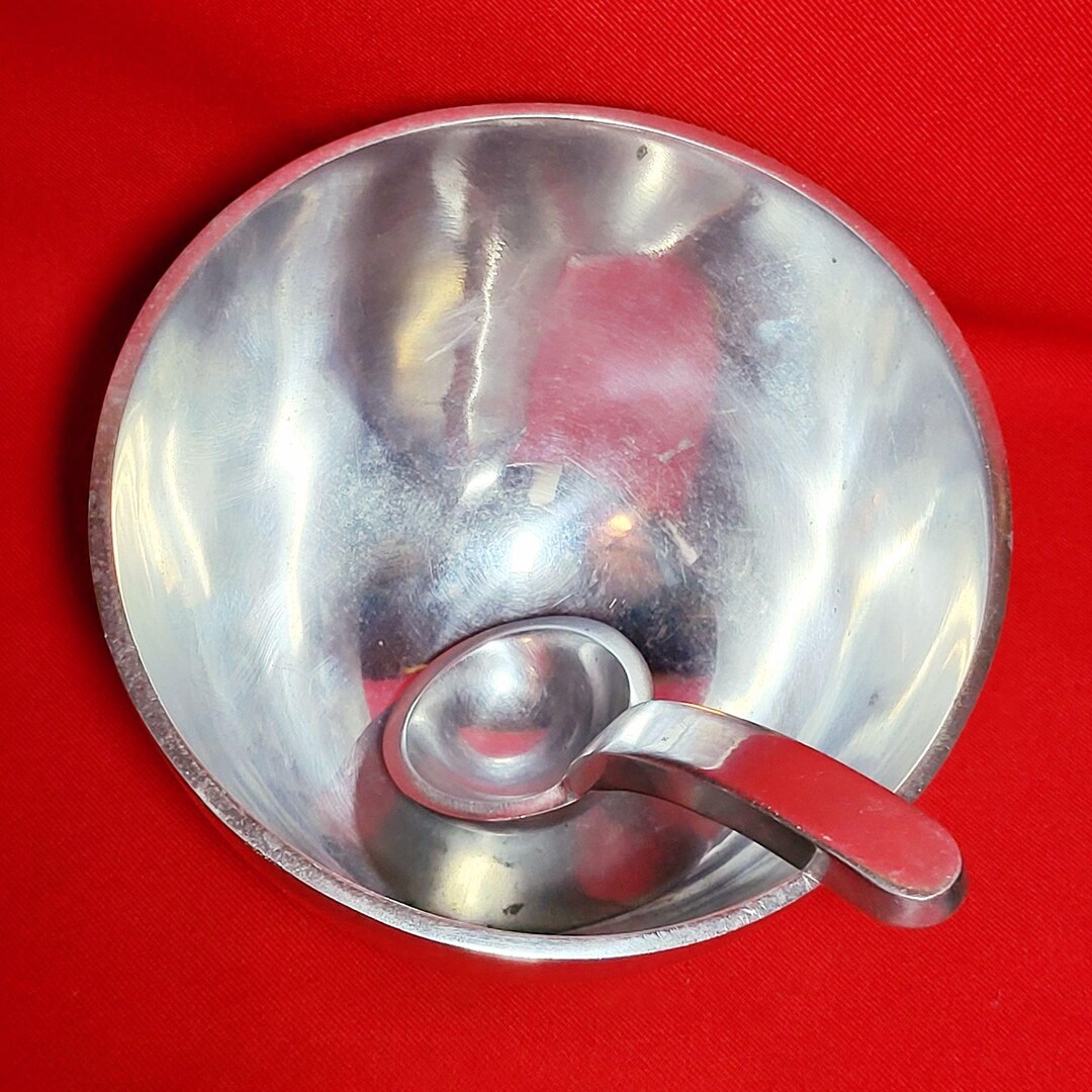 Mexican Thick Silver Plated Slanted Bowl With Serving Spoon - Etsy