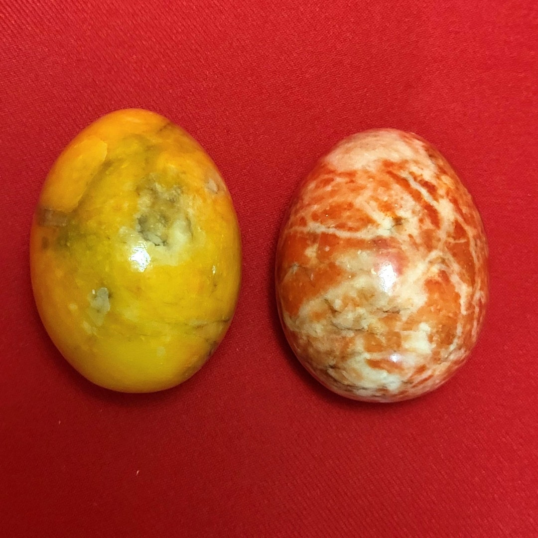 Vintage Marble Alabaster Eggs Yellow and Orange Lot of 2 - Etsy