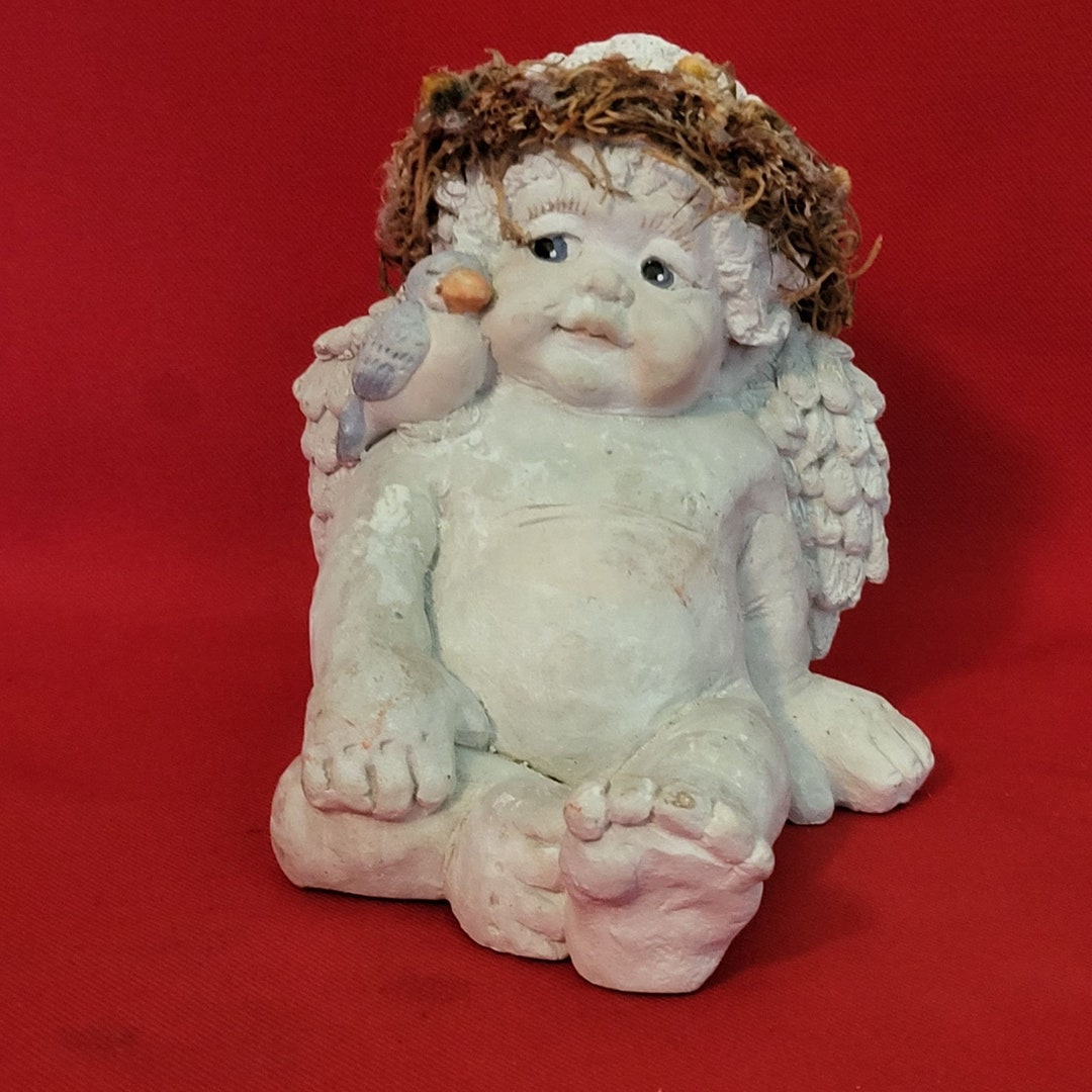 Vintage Cherub Angel & Bluebird Figurine - Etsy