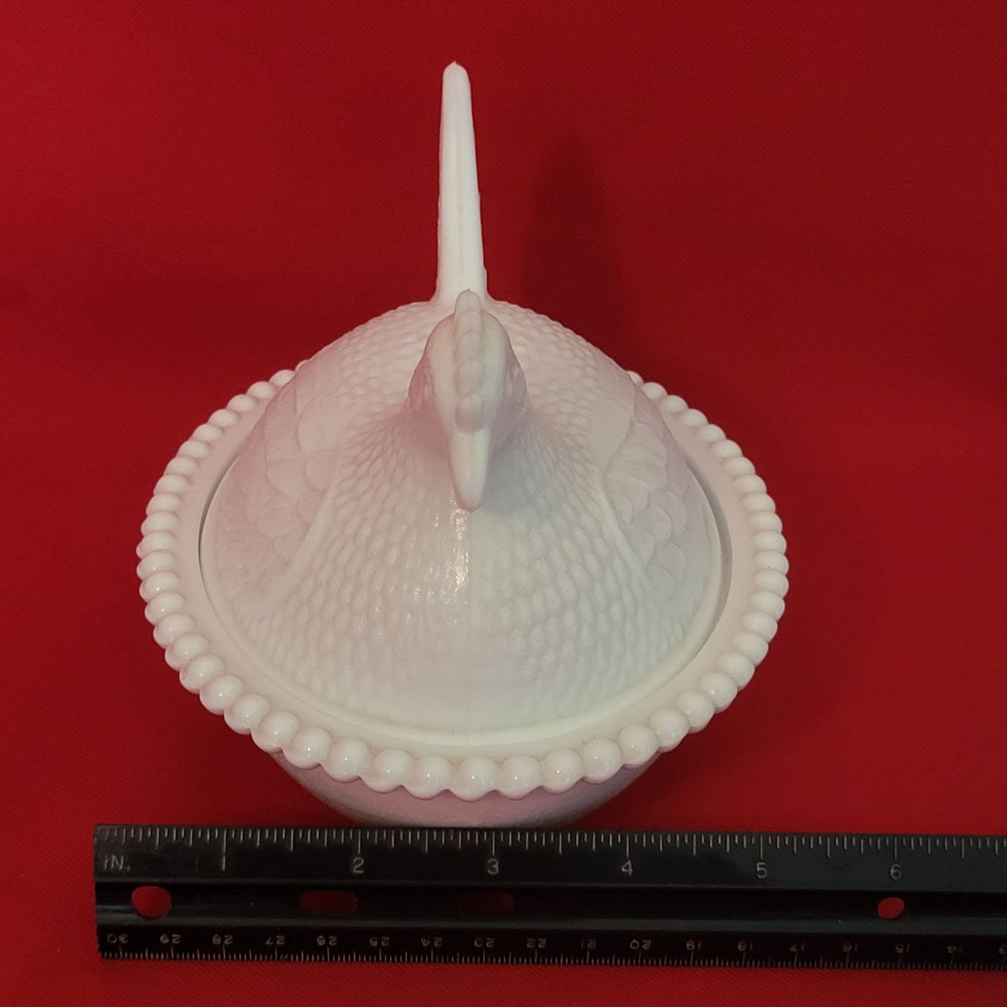 VTG White Milk Glass Chicken Hen on Nest Covered Trinket Oval Candy ...