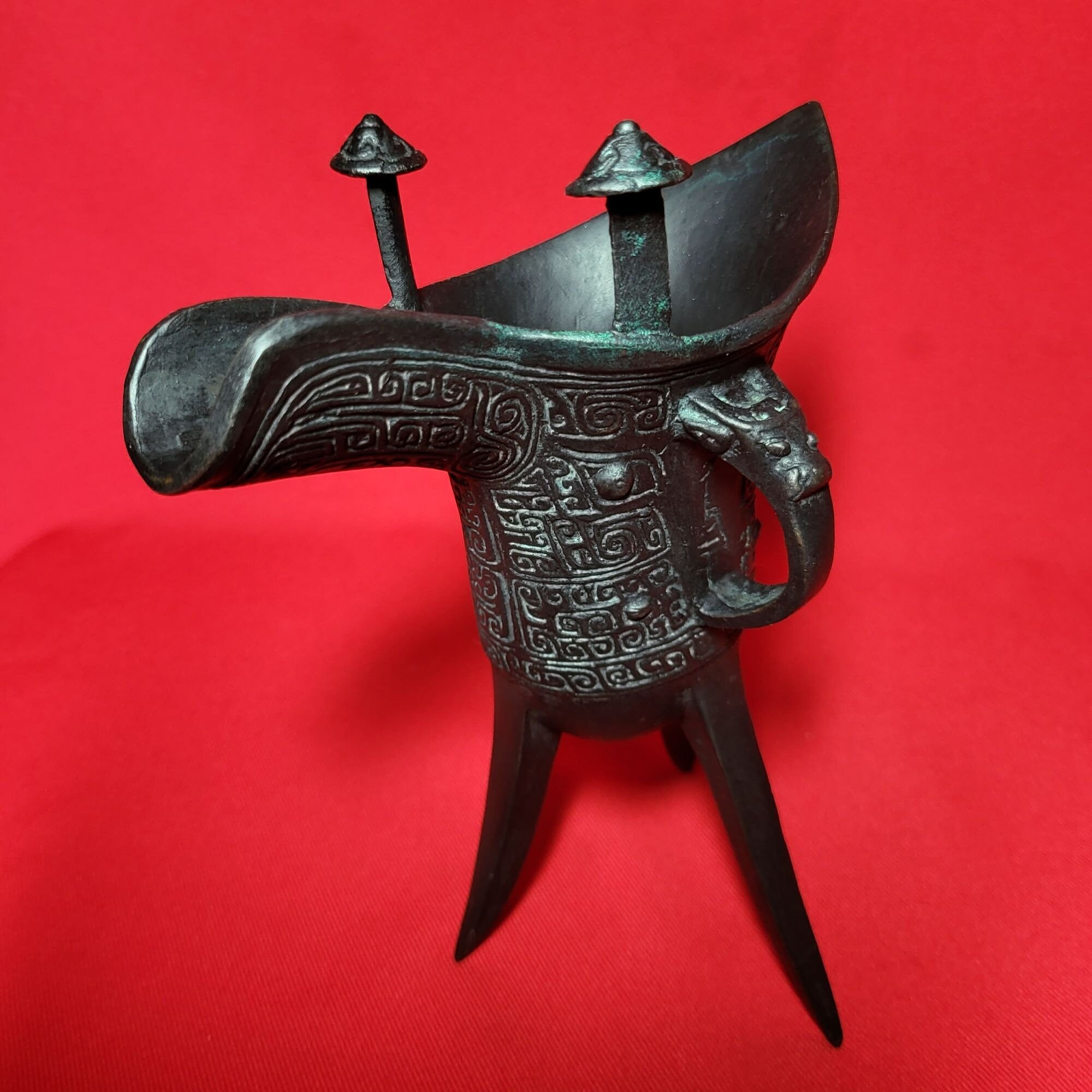 Vintage Antique Chinese Jue Ceremonial Ritual Bronze Wine Vessel Mug - Etsy