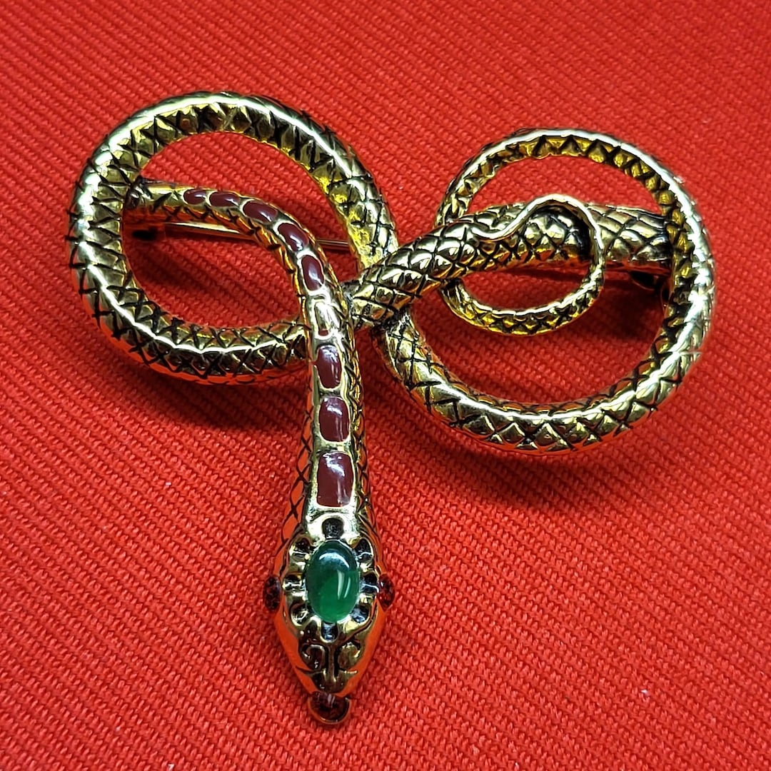 Metropolitan Museum of Art MMA Snake Brooch Enamel Jade Ruby 24K Gold ...