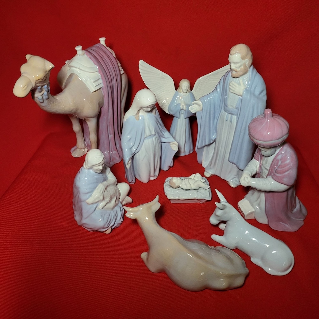 Vintage Nativity Set Porcelain Ceramic 10 Piece Set - Etsy