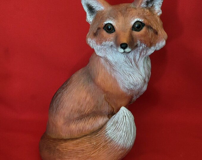 VTG Art Line Red Sitting Fox Resin Garden Yard Statue Animal Figurine ...