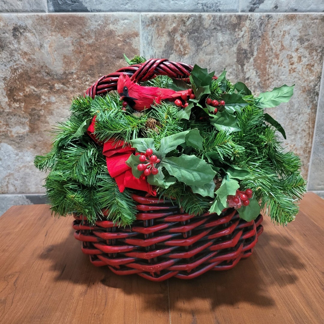Evergreens Cardinal Bird and Holly Centerpiece - Etsy