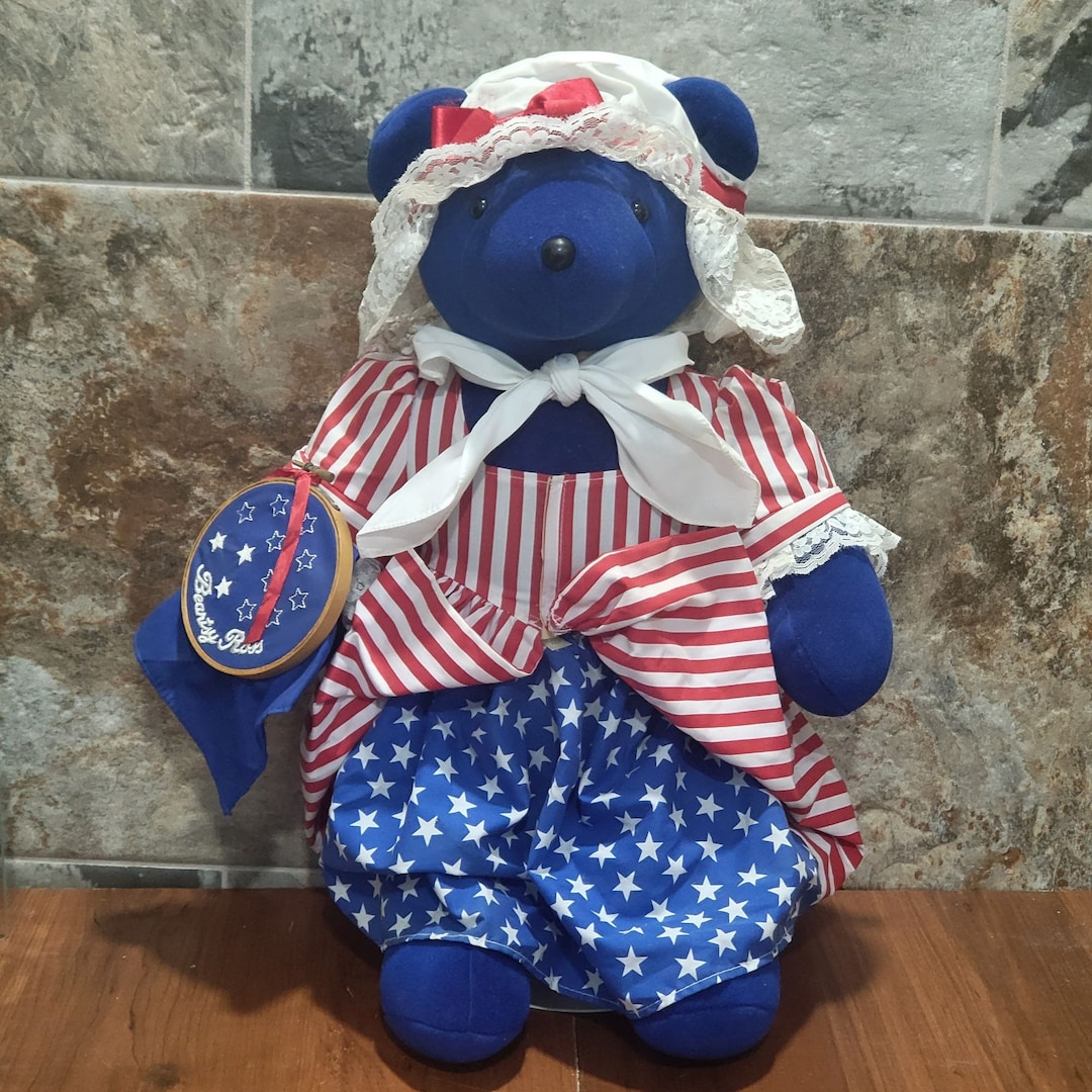 Vintage Beartsy Ross Very Important Bear 1990 North American US Flag ...