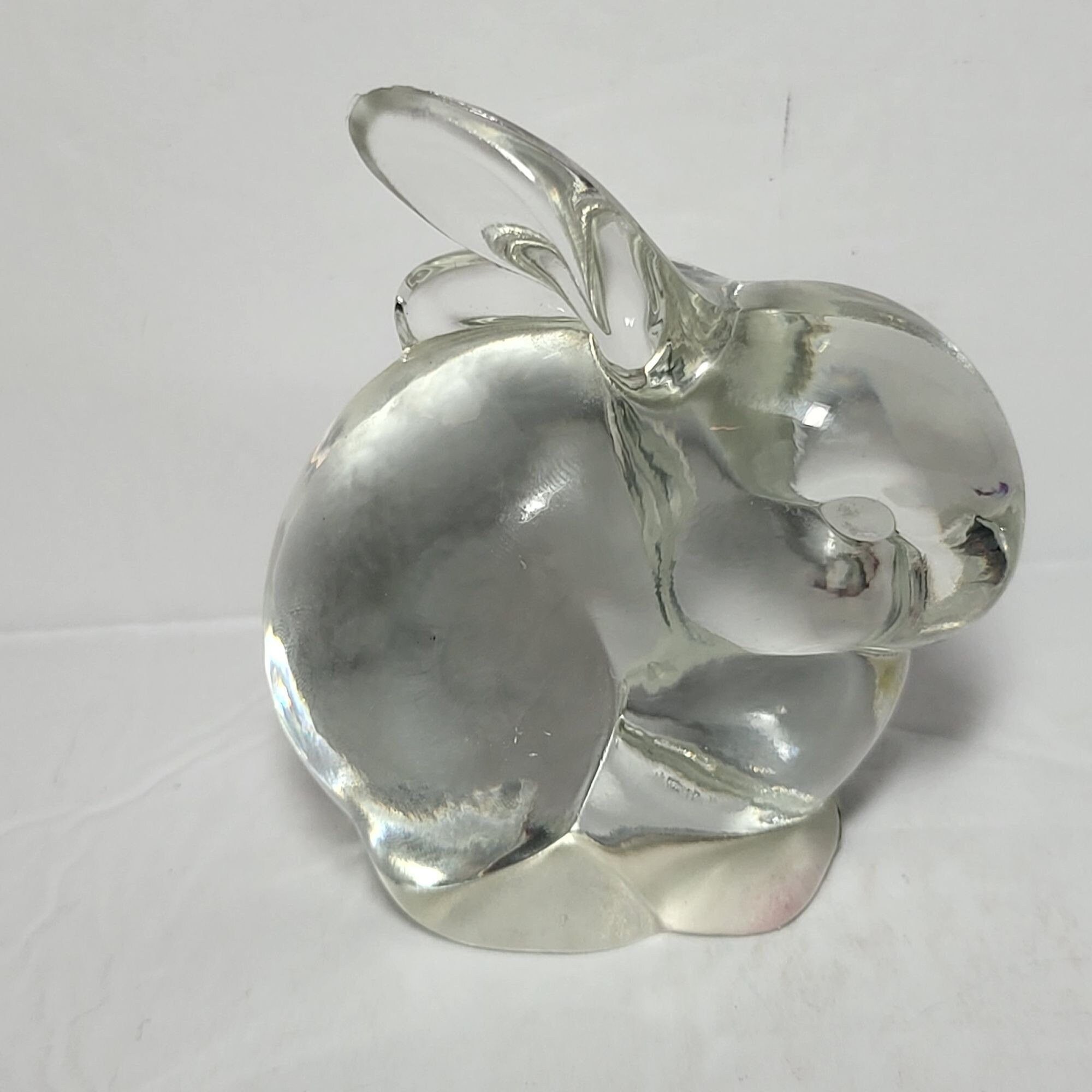 Fenton Glass Figurine Small Clear Bunny Paper Weight - Etsy