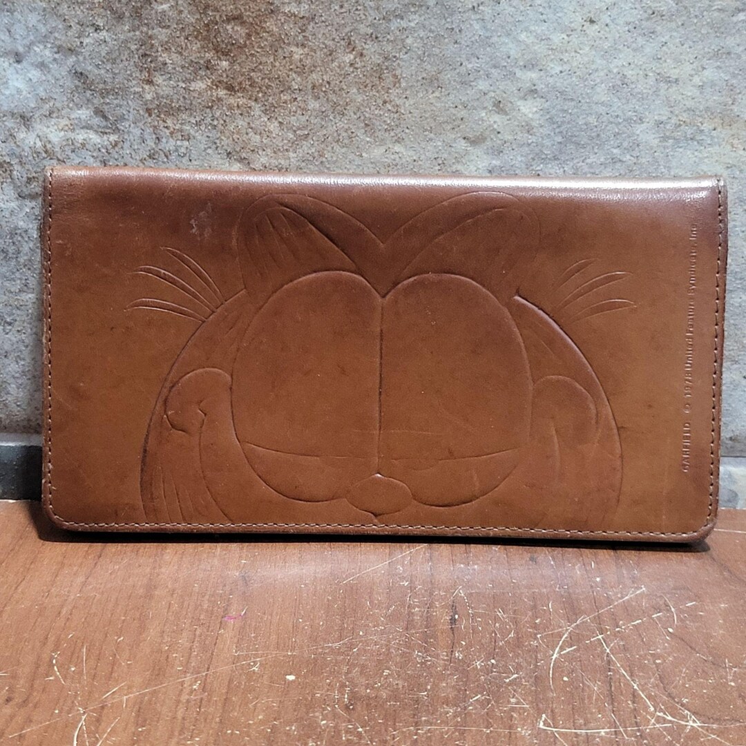 Vintage Jim Davis Garfield Paws Leather Checkbook Cover Long Wallet - Etsy