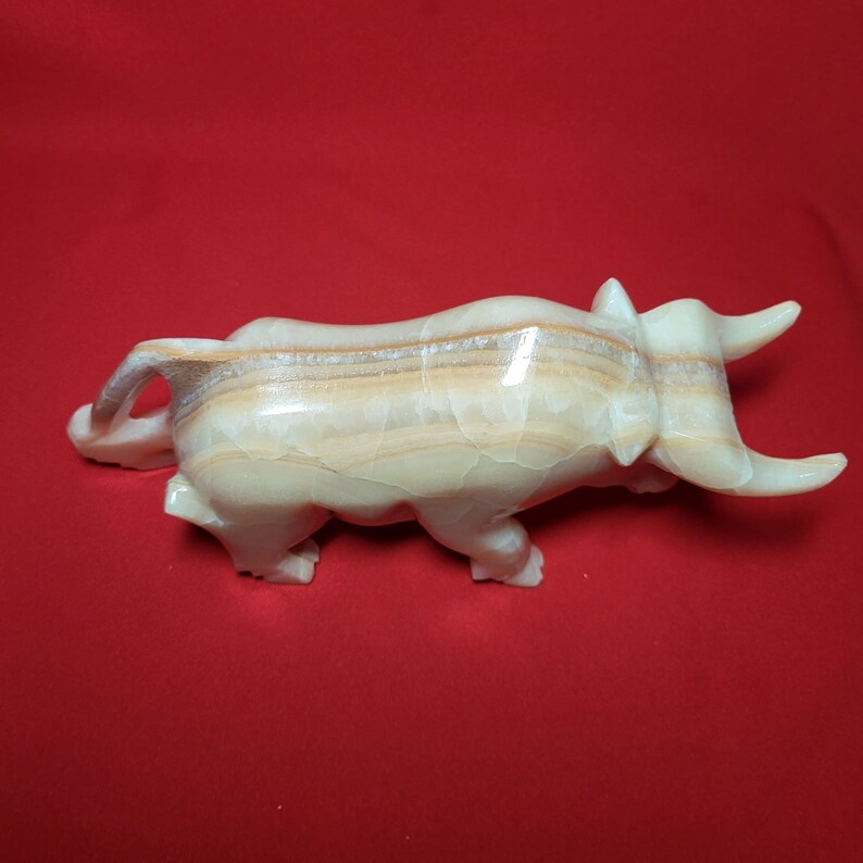 Vintage Onyx Carved Bull Statue Ox Sculpture Stone Figurine - Etsy