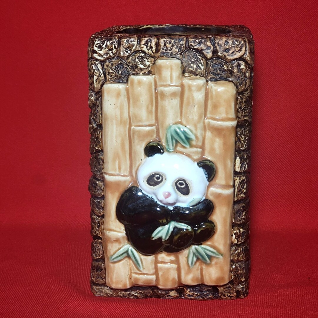 Vintage Panda Bamboo Ceramic Pottery Planter Large Vase - Etsy
